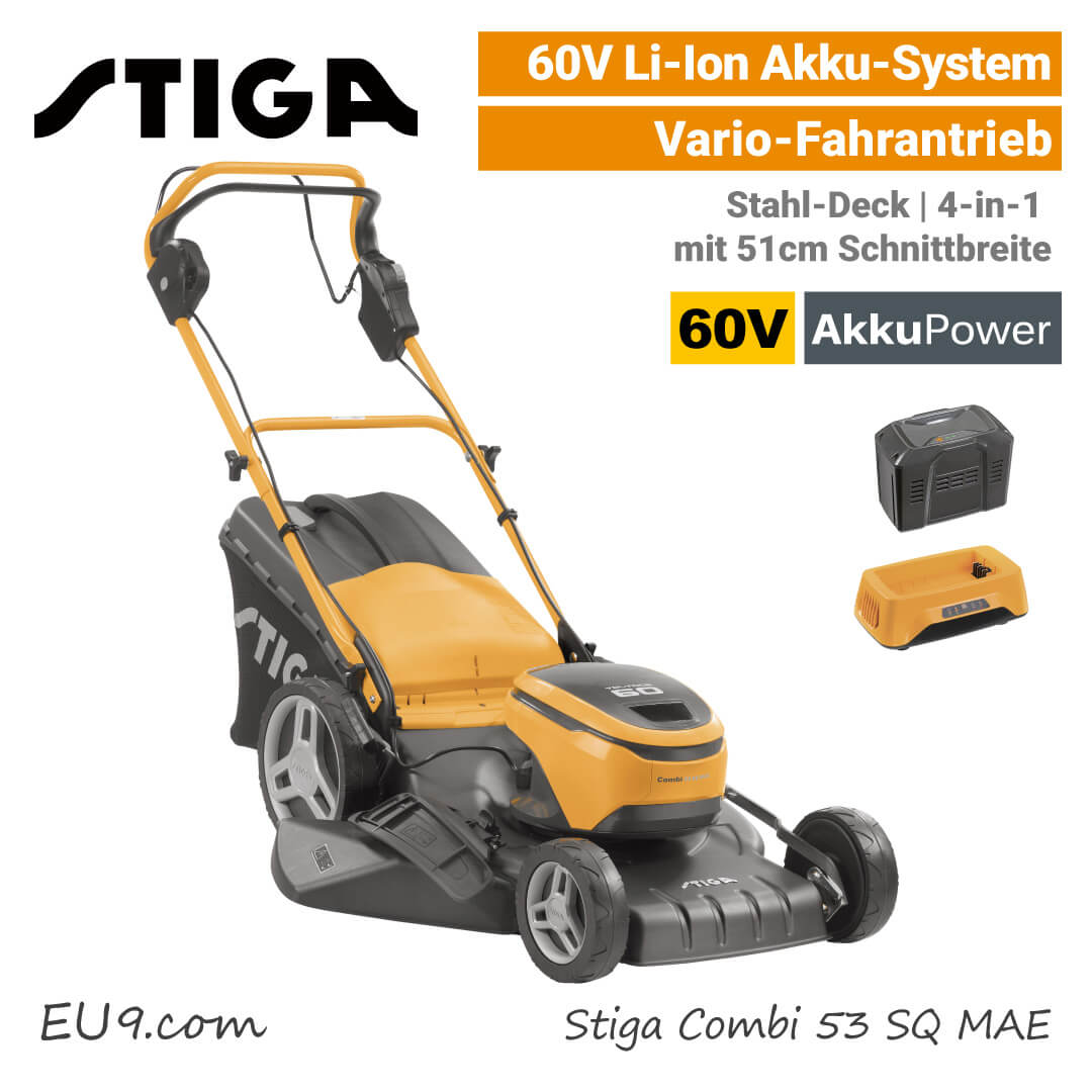 NEU 2019: STIGA Combi 48 SQ MAE | 60V Akku-Rasenmäher + Antrieb