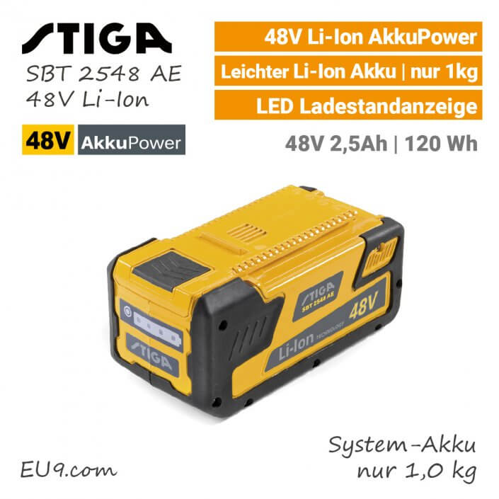 Stiga 2548 AE - 48V Akku 2,5 Ah - 48 Volt AkkuPower | Jetzt kaufen!