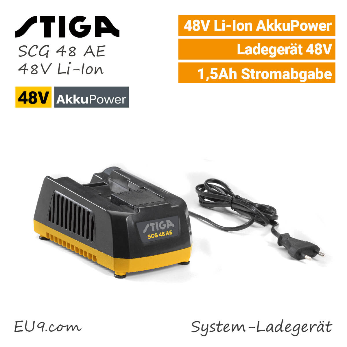 Stiga SCG 48 AE - 48V AkkuPower Ladegerät | Jetzt günstig bei EU9.com!
