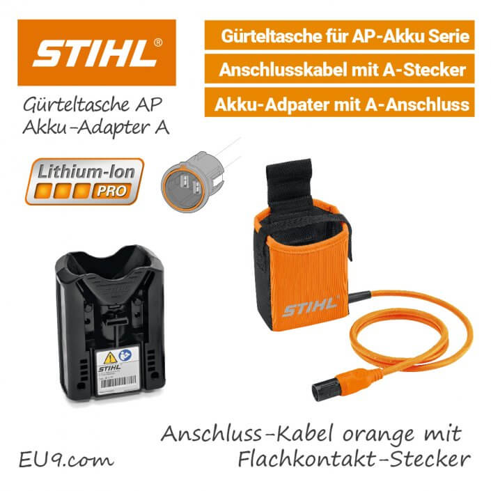 STIHL Akku-Gürteltasche mit oranger Anschlussleitung A & Adapter AP